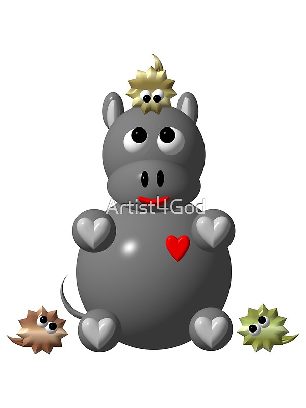 "Cute hippo with hamsters" by Artist4God | Redbubble
