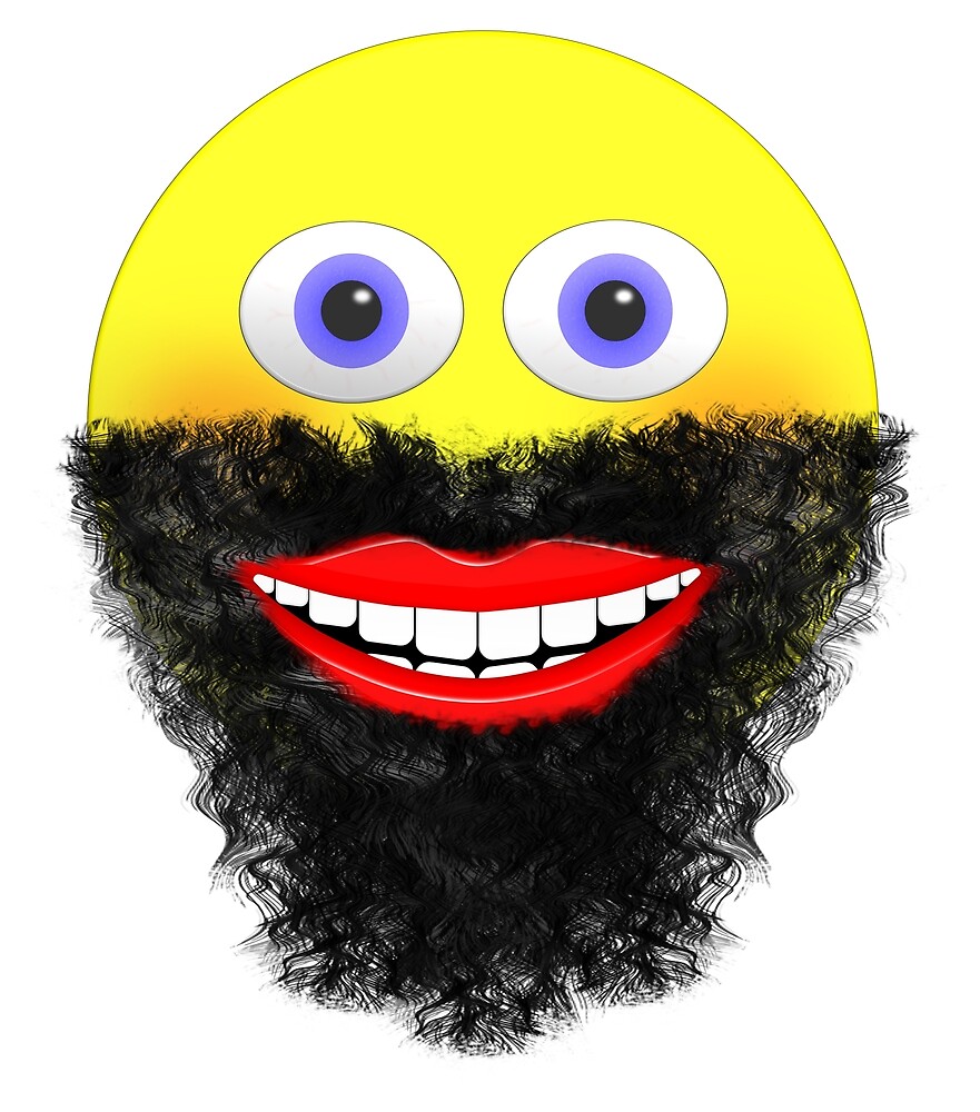 "Smiley Emoji With Big Beard and a Smiling Mouth" by MarkUK97 | Redbubble