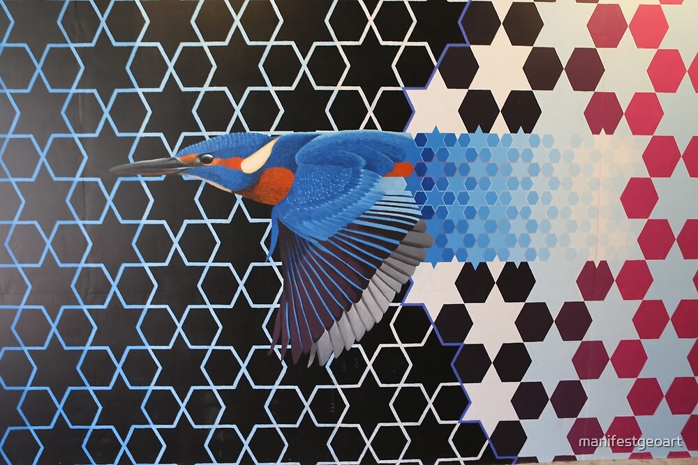"geometric kingfisher" by manifestgeoart | Redbubble