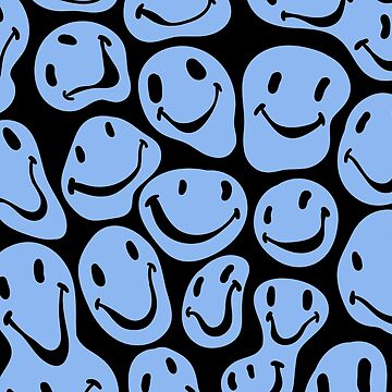 "Melted Blue Happy Faces Over a Black Background" Graphic T-Shirt by ...