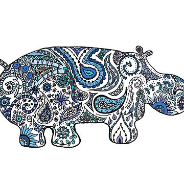 "Hippo Zen Doodle" Sticker for Sale by laraczornyj | Redbubble