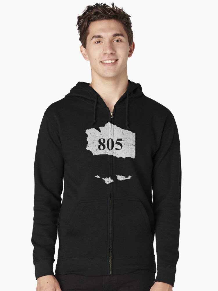 "Area Code 805 T-Shirt California Funny Novelty Cool " Zipped Hoodie by ...