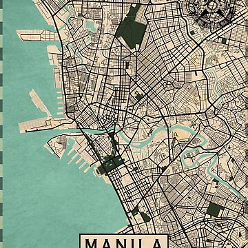 "Manila City Map of the Philippines - Vintage" Art Board Print for Sale ...
