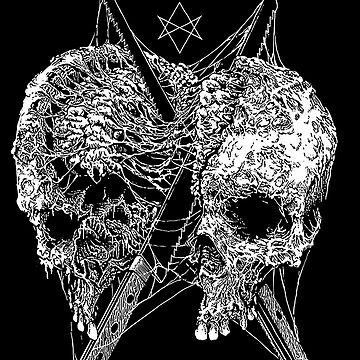 Pegatina for Sale con la obra «Death Metal Skeleton Half Split Skulls ...