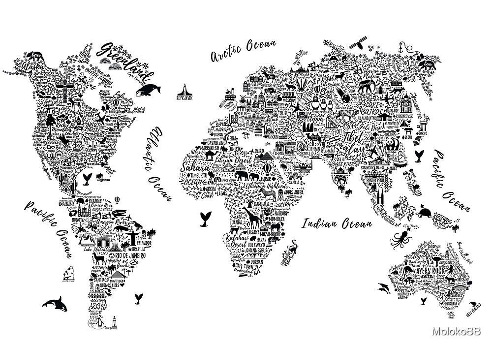 "Typography World Map." by Moloko88 | Redbubble