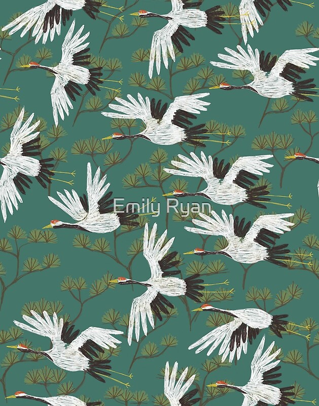 "Japanese Crane Pattern" by Emily Ryan | Redbubble