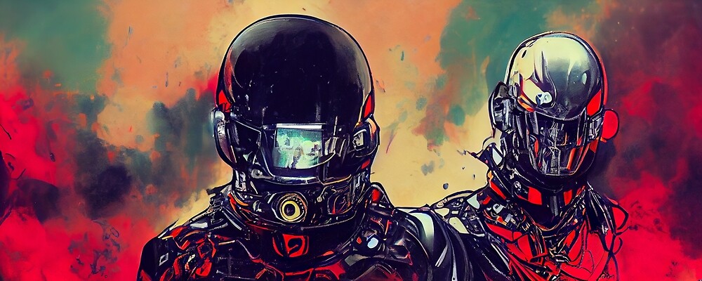 "A group of cyborgs in the rain #4" by artistico-ai | Redbubble