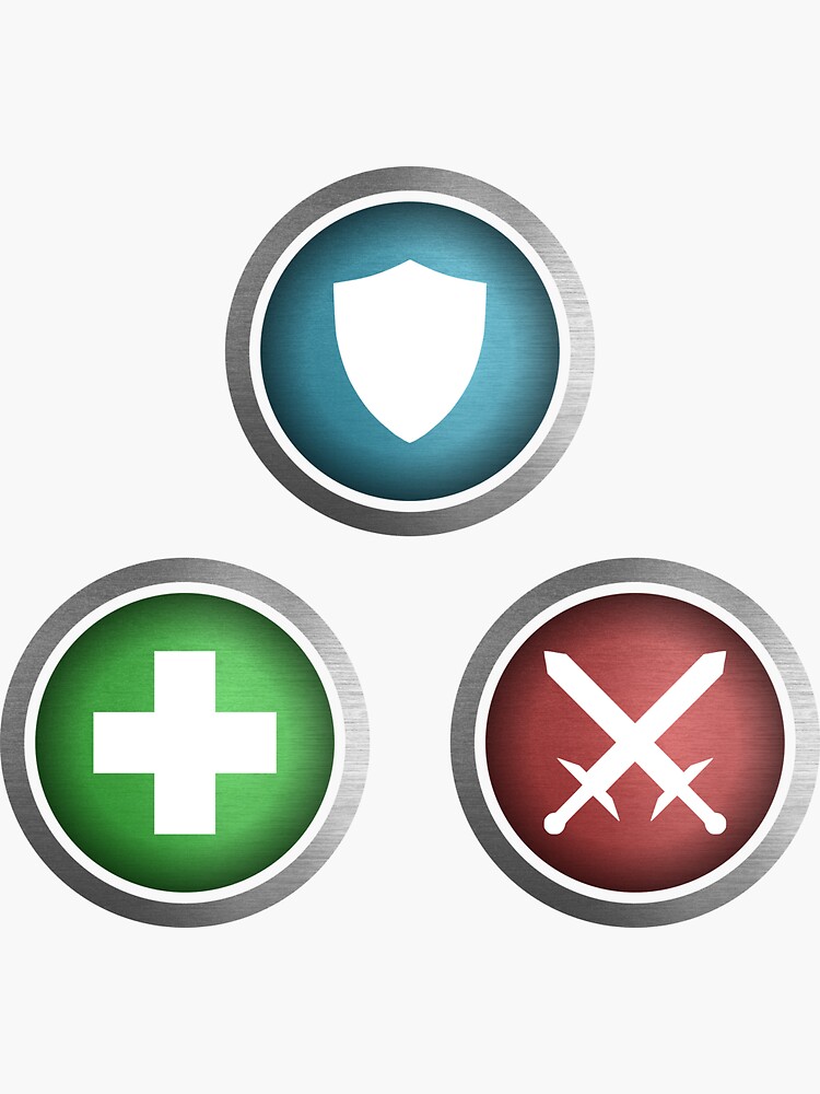 "Gaming RPG Roles - Tank, Healer, DPS" Sticker by CGWolf13 | Redbubble