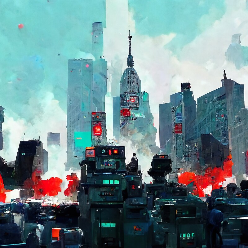 "Cyborgs in the city of the future" by artistico-ai | Redbubble