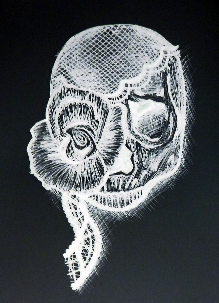 "White Inverted Skull" by HeatherMel | Redbubble