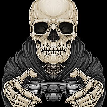 "Skeleton Gamer Skull Scary Halloween Gaming Lover Illustration" Poster ...
