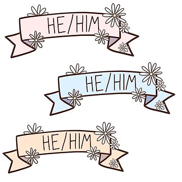 "He/Him Banner Sticker Set" Sticker for Sale by musicandink | Redbubble