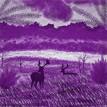 "Purple Fallow Deer " Sticker for Sale by snowydeer | Redbubble