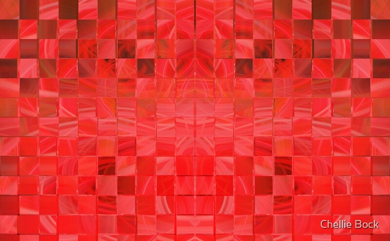 "Red square design pattern and symmetrical BRIGHT" by Chellie Bock ...