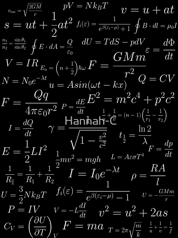 "Physics - white on black" by Hannah-C | Redbubble