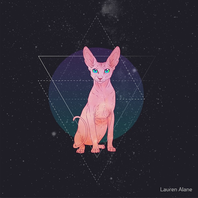 "Galaxy Sphynx Cat" by Lauren Alane | Redbubble