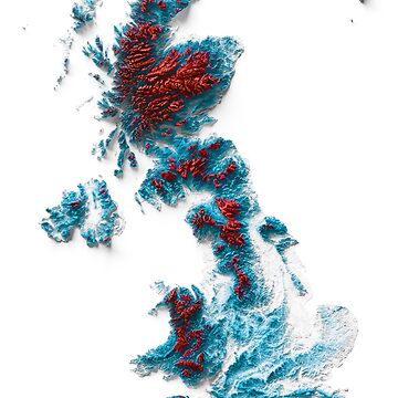 "United Kingdom Relief Map - Topographic Elevation " Poster for Sale by ...