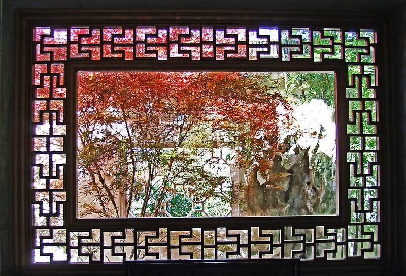 "Chinese Garden Window Scene" by Patricia Shriver | Redbubble