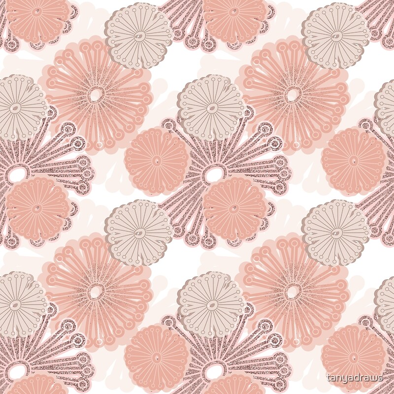 "Rose Gold Flower Pattern" by tanyadraws | Redbubble