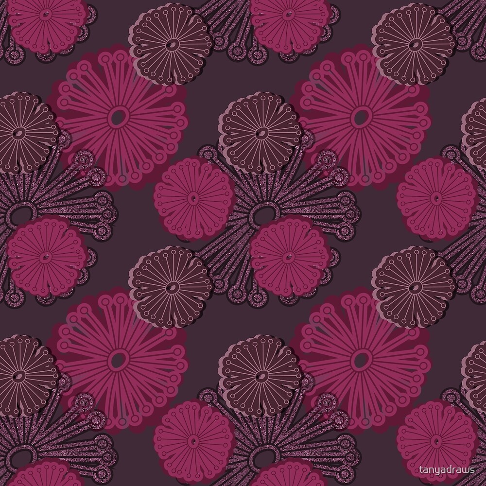 "Fuchsia Flower Pattern" by tanyadraws | Redbubble