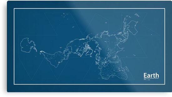 "EARTH World Map Blueprint" Metal Print by ConsumeCreate | Redbubble