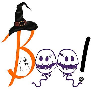 "Spooky Halloween Boo with Ghost and Twin Monsters." Sticker by ...