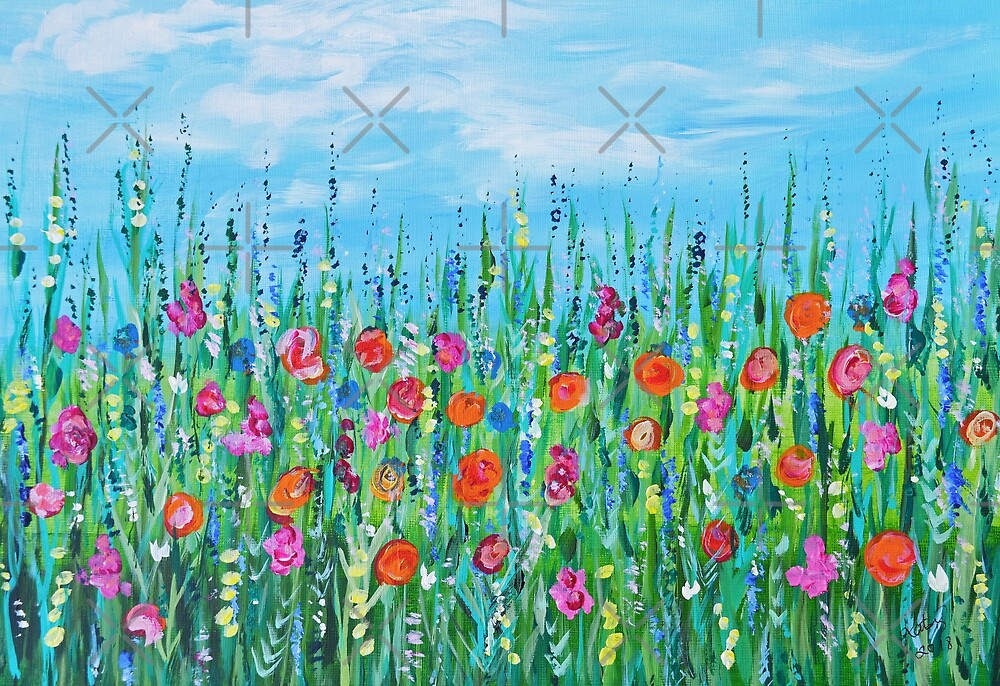 "Abstract Flower Field, Floral Home decor, Meadow2" by Kathryne Symonds ...