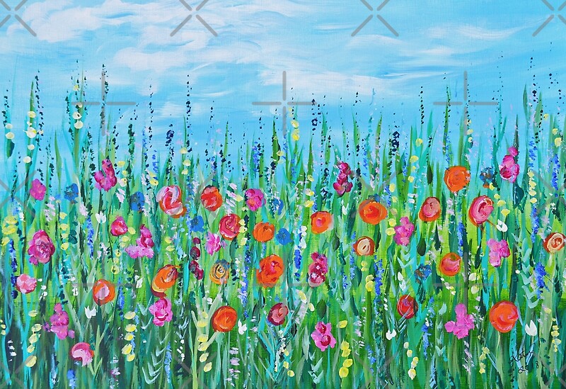 "Abstract Flower Field, Floral Home decor, Meadow2" by Kathryne Symonds ...