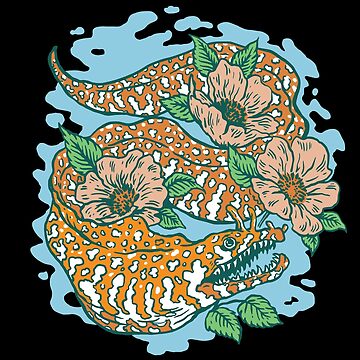 "Beautiful Dragon Moray Eel And Flowers" Sticker for Sale by OtillieArt ...