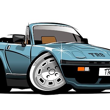 "Triumph TR8 convertible caricature blue" Sticker for Sale by car2oonz ...