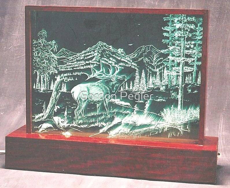 "Elk Glass Etching" by Gordon Pegler | Redbubble