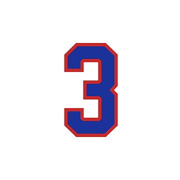"Number 3 blue red sports jersey three" Sticker for Sale by ...
