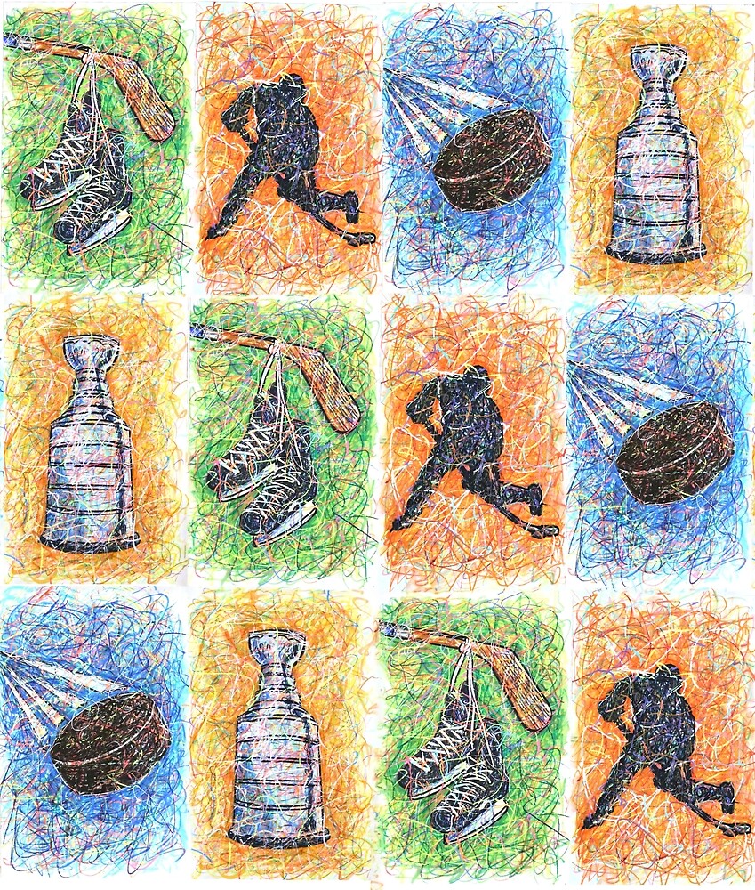 "Ice Hockey Repeating Pattern" by Jared Loewen | Redbubble