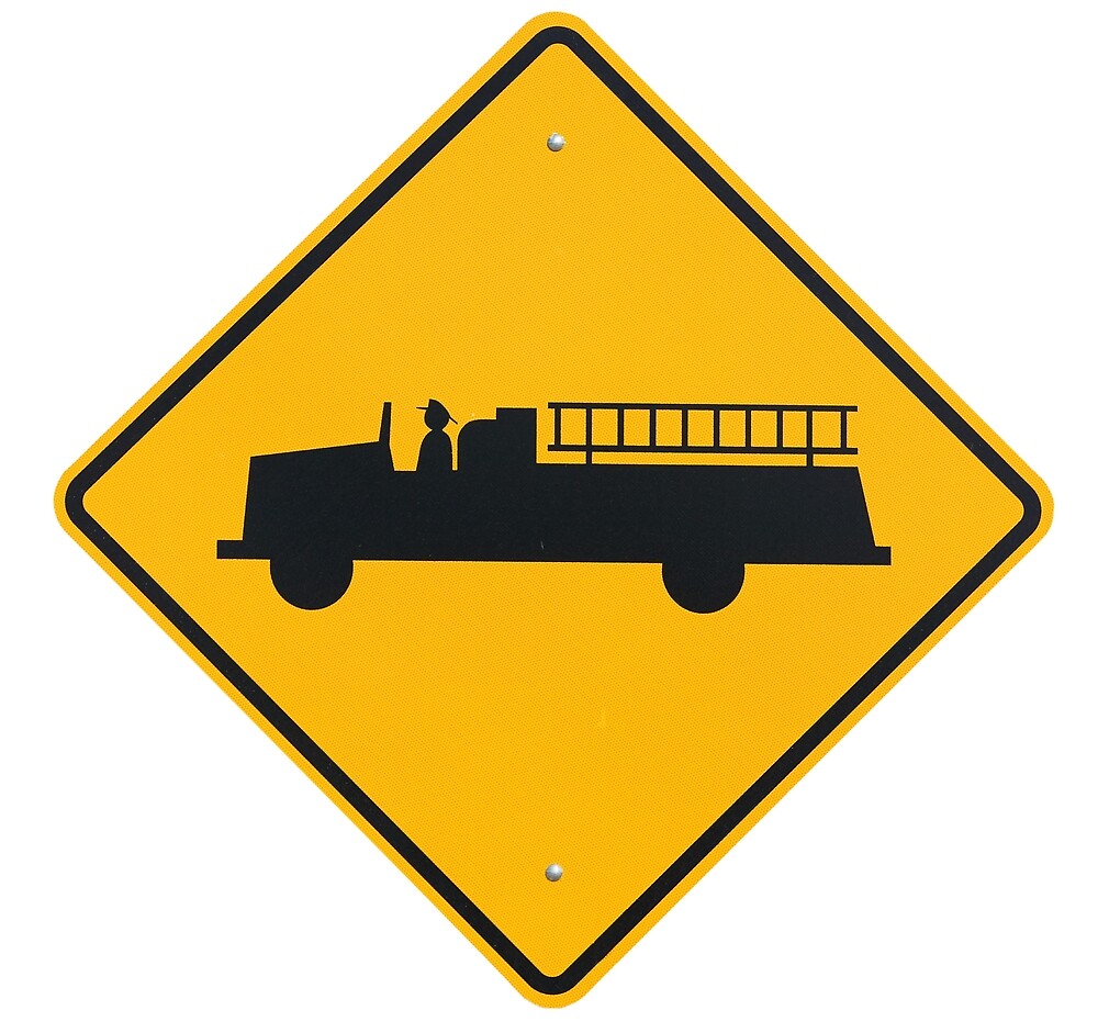 "Road Traffic Sign Yellow Firehouse Ahead" by seanlockephoto | Redbubble