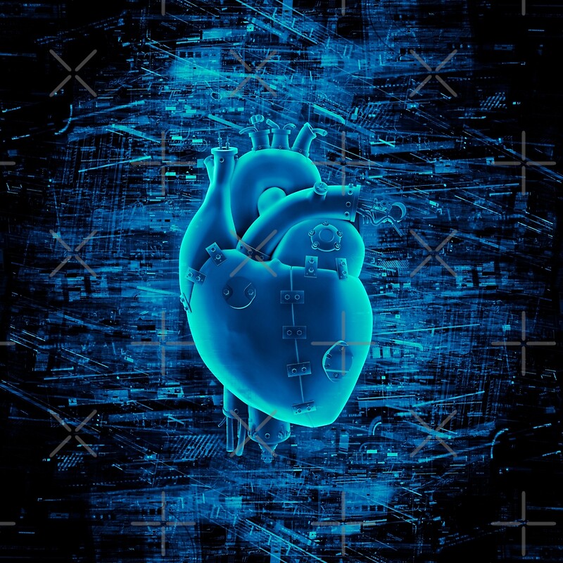 "Gamer Heart BLUE TECH" by GrandeDuc | Redbubble