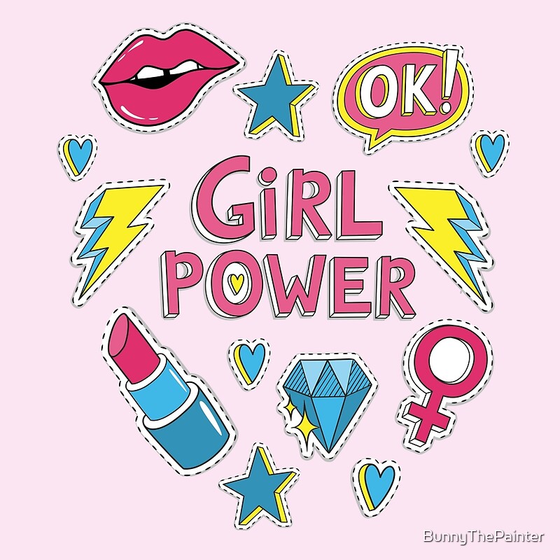 "Cute Retro Girl Power Pattern" by BunnyThePainter | Redbubble