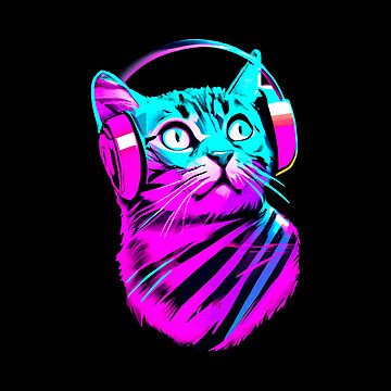 "80's Cat With Headphones" Poster for Sale by Only The Rad | Redbubble