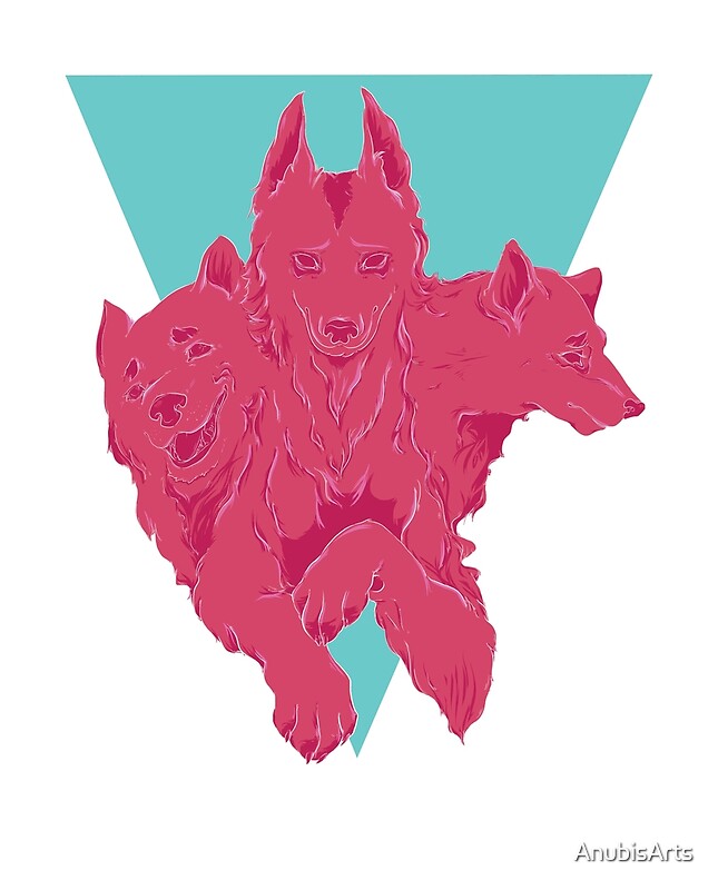 "Neon Cerberus Pup" by AnubisArts | Redbubble