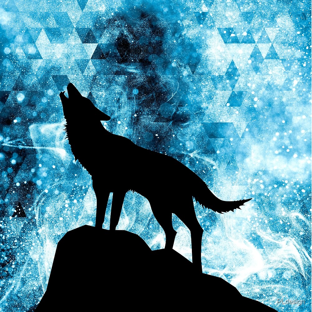 "Howling Winter Wolf snowy blue smoke" by PLdesign | Redbubble