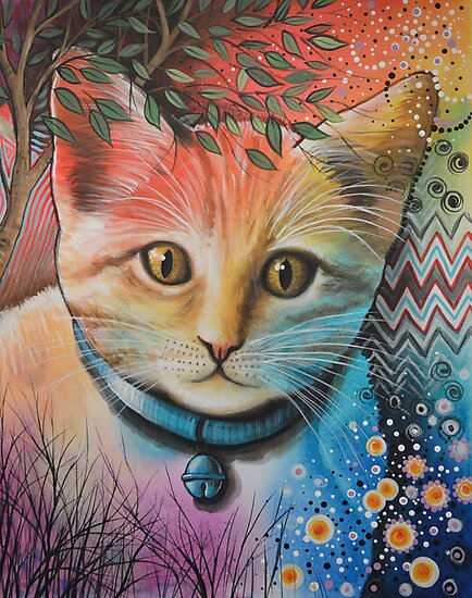 "Abstract modern cat art portrait painting / Milo" Photographic Prints ...