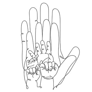"Family of Six Hands in One Line Art" Poster for Sale by Valeria-Art ...