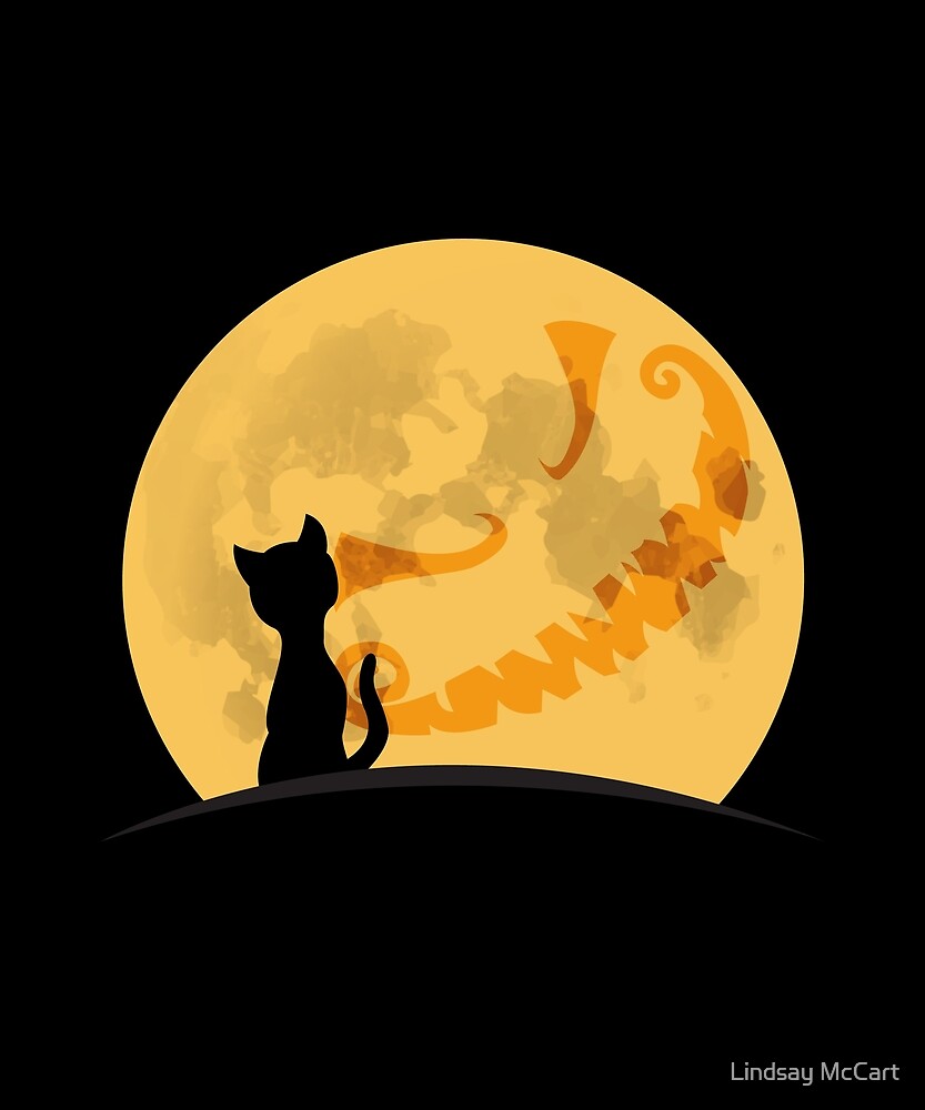 "Halloween Cat Moon - Hallows Eve Evil Moon Silhouette" by Lindsay ...