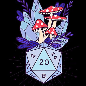 "D20 Mushroom and Crystals, Dnd Mushroom Dice" Art Board Print for Sale ...