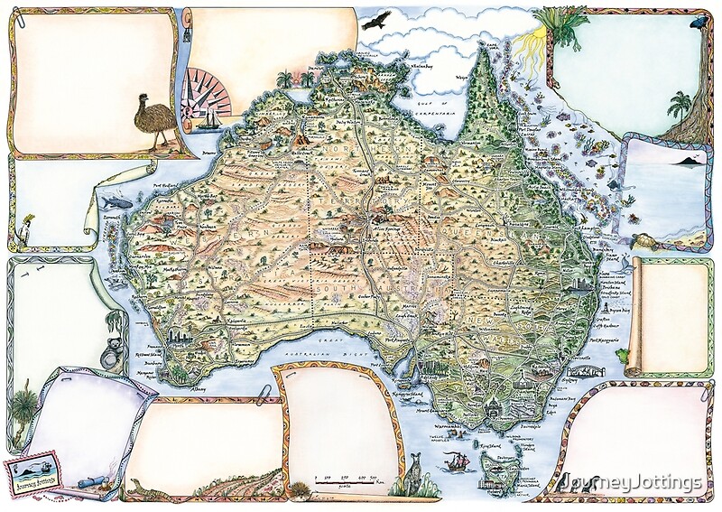 "Australia Pictorial Map by Journey Jottings" by JourneyJottings ...