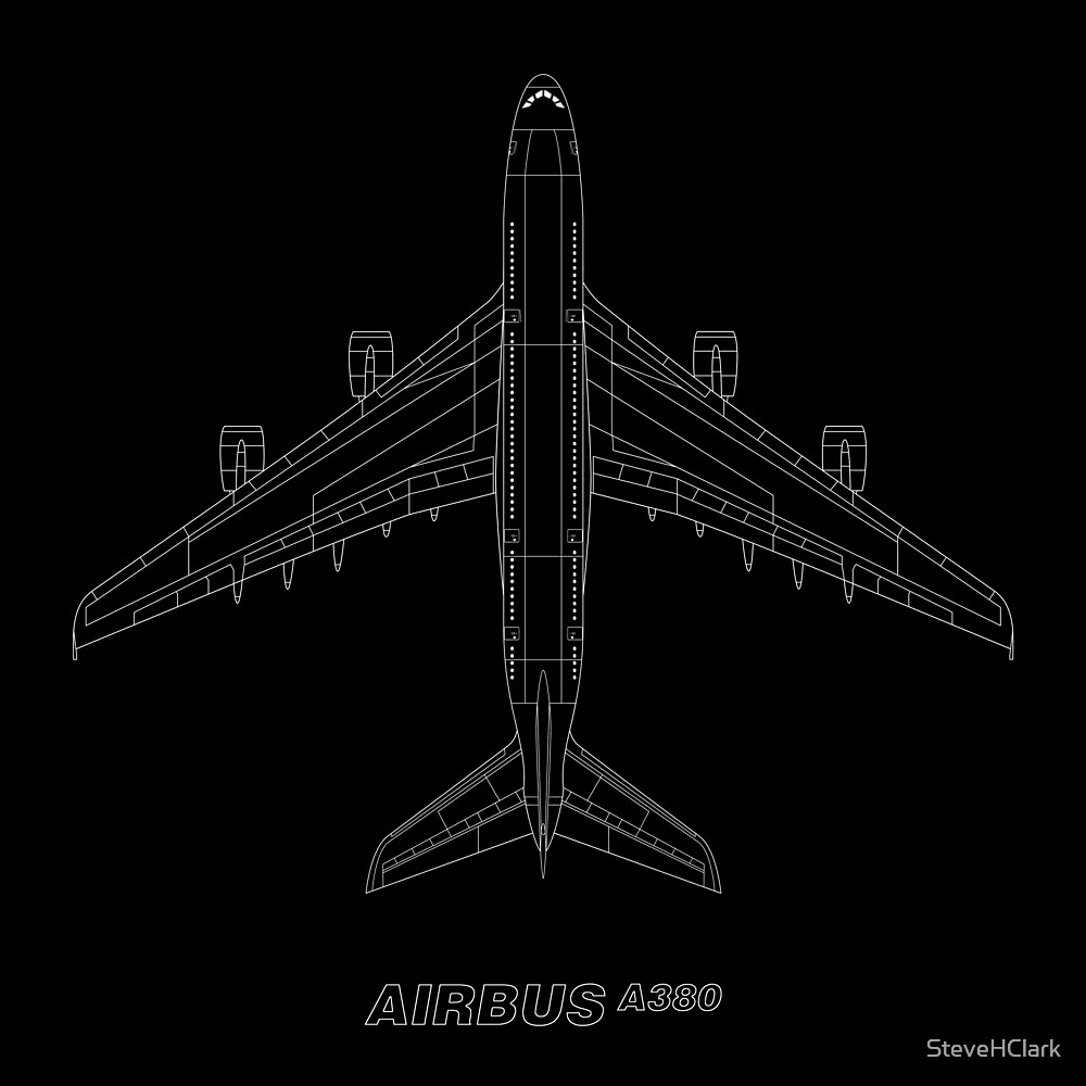 "Airbus A380 Top View" by © Steve H Clark | Redbubble