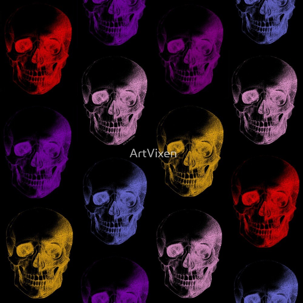 "Colorful X-Ray Skulls Pattern" by ArtVixen | Redbubble