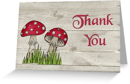 "Mushrooms Thank You Card" Greeting Card by Whimsydesigns | Redbubble