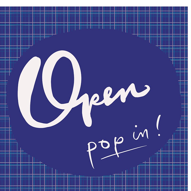 "Open pop in sign store sign blue" by Antique-Gifts | Redbubble