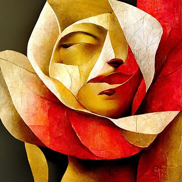 "cubism, rose, flower, golden, red, woman" Art Board Print for Sale by AnnaMartaFoley | Redbubble