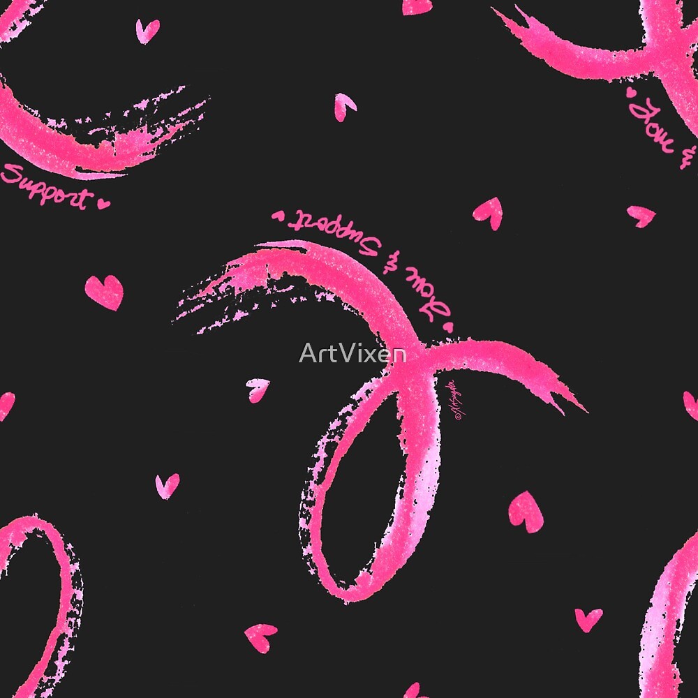 "Love and Support Pink Ribbon Pattern" by ArtVixen | Redbubble